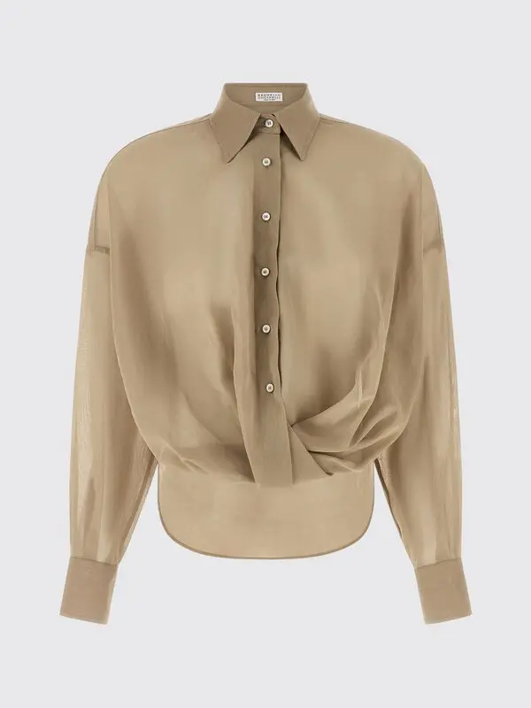 Brunello Cucinelli Draped Shirt - Brown