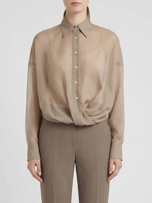 Brunello Cucinelli Shirt With Twist Detail - Brown