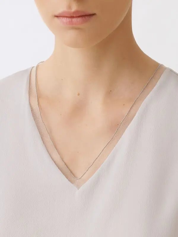 Fabiana Filippi Acetate And Silk Blend V-neck Top - Natural