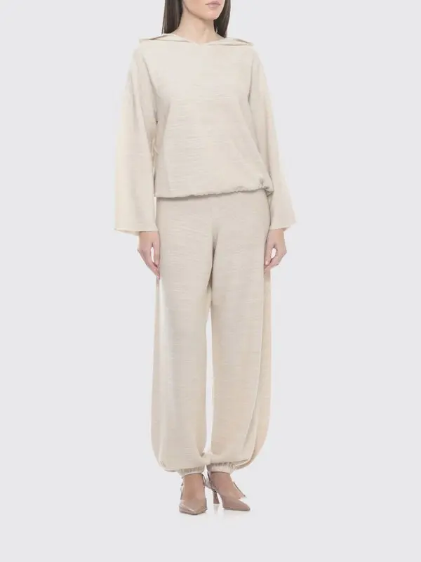 Fabiana Filippi Virgin Wool And Cotton Blend Hoodie - Beige