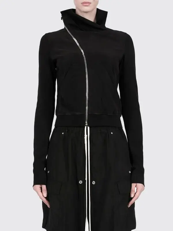 Rick Owens Asymmetrical Zip Up Sweatshirt - Black