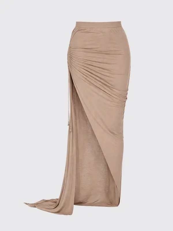 Rick Owens Long Cotton Jersey Skirt - Beige