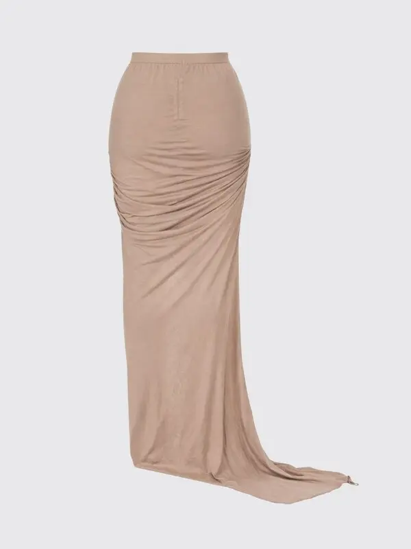 Rick Owens Long Cotton Jersey Skirt - Beige