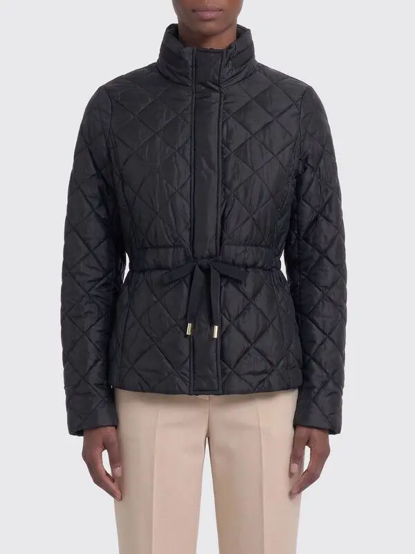 Michael Kors Quilted Jacket With Stand Collar And Drawstring Waist - Black