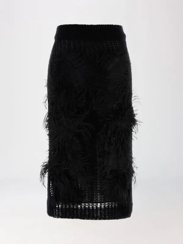 Attico Feather Embellished Midi Skirt