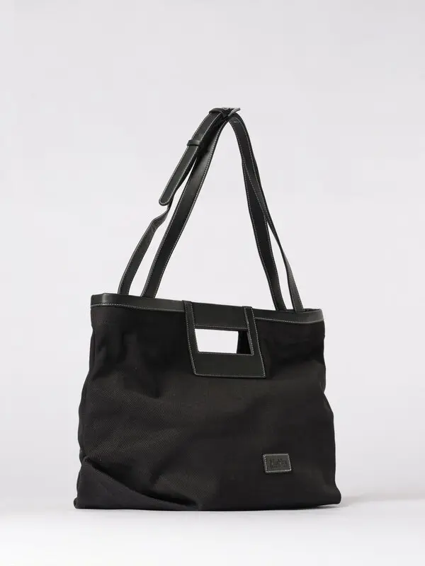 Max Mara Cotton Canvas And Leather Tote Bag