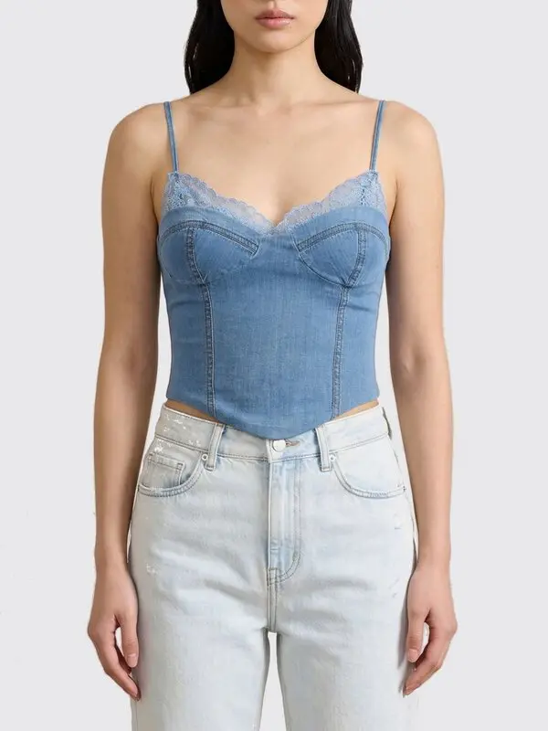 Ermanno Scervino Denim And Lace Corset Top