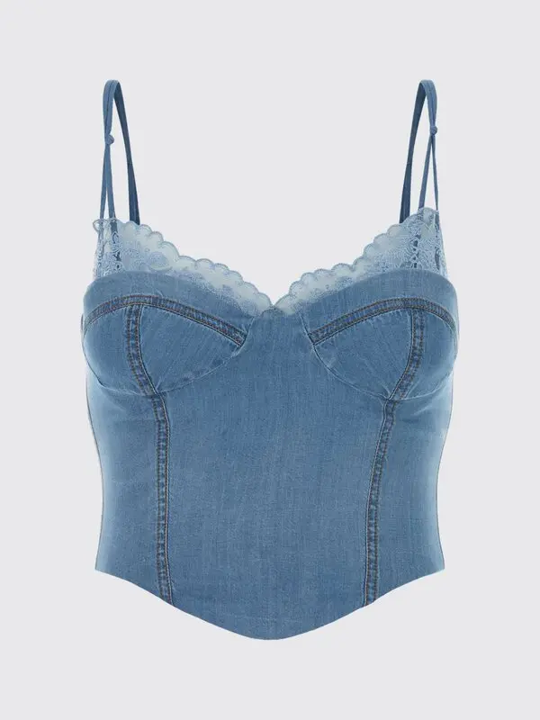 Ermanno Scervino Denim And Lace Corset Top