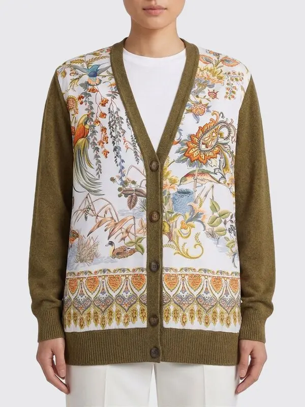 Etro Paisley Cotton Blend Cardigan - Green