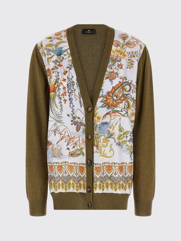 Etro Paisley Cotton Blend Cardigan - Green