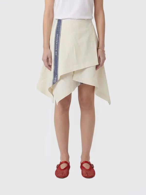 JW Anderson Asymmetrical Linen Skirt With Striped Detailing - Blue