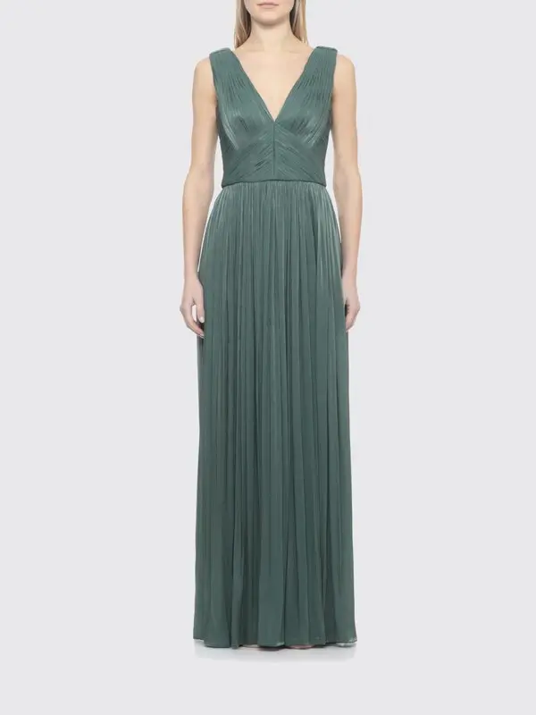 Costarellos Pleated Polyester Maxi Dress - Green