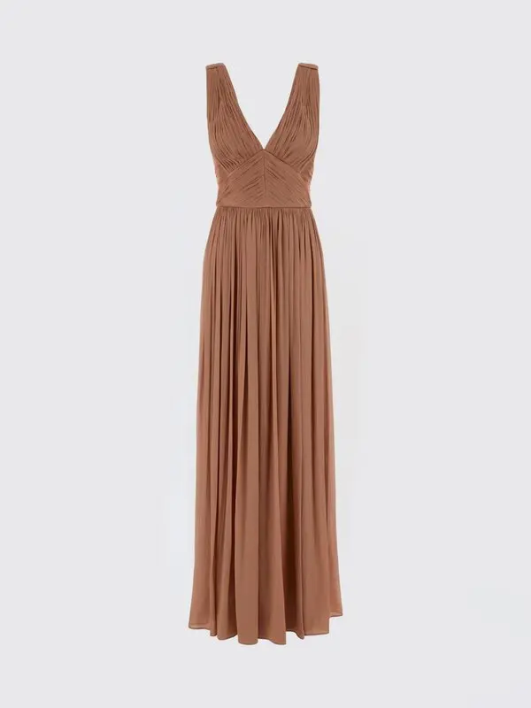 Costarellos Pleated Polyester Maxi Dress - Pink