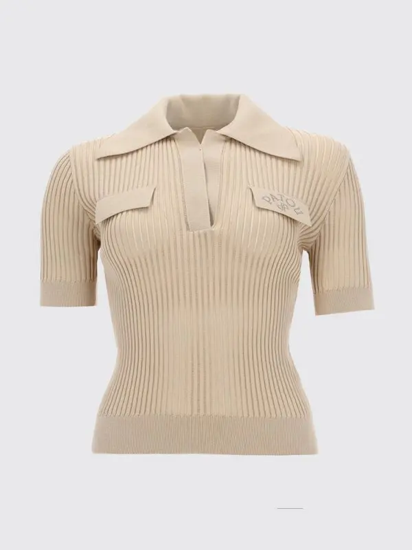 PATOU Ribbed Knit Polo Shirt - Beige
