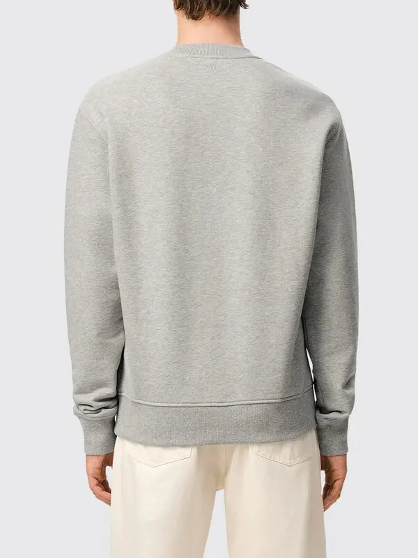 AMI Paris Cotton Crewneck Sweatshirt With Embroidered Logo - Grey