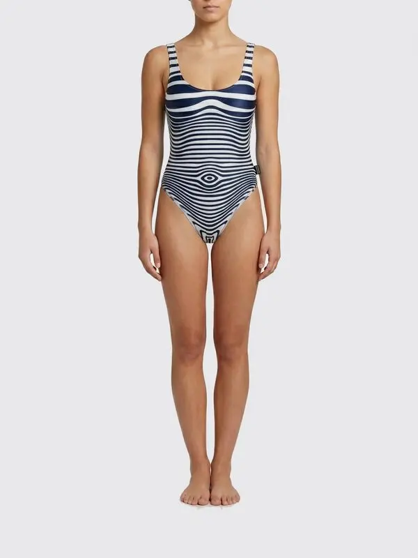 JEAN PAUL GAULTIER Striped One Piece Swimsuit - White