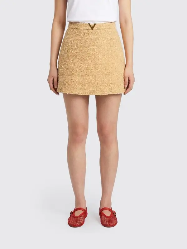 Valentino Garavani Vlogo Virgin Wool Mini Skirt - Beige