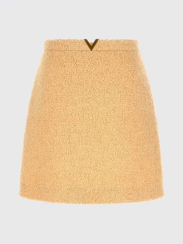 Valentino Garavani Vlogo Virgin Wool Mini Skirt - Beige