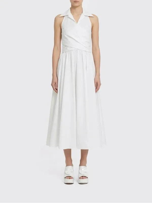PATOU Sleeveless Midi Dress With Lapel Collar - White