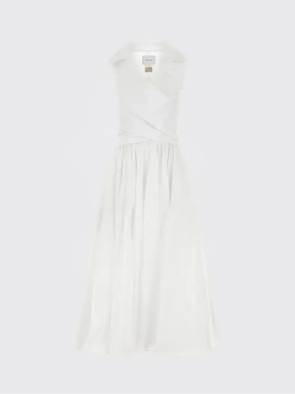 PATOU Sleeveless Midi Dress With Lapel Collar - White