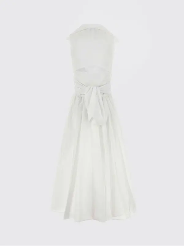 PATOU Sleeveless Midi Dress With Lapel Collar - White