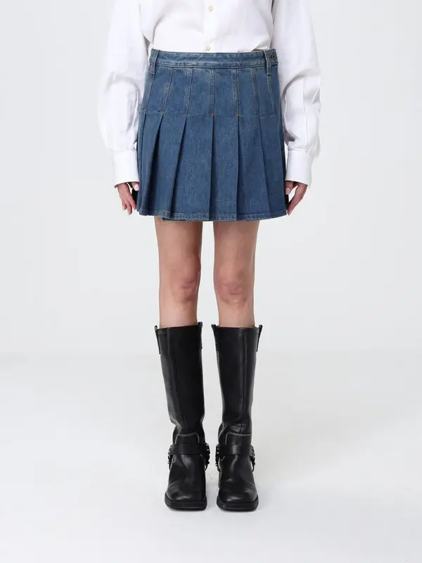 Burberry Pleated Denim Mini Skirt