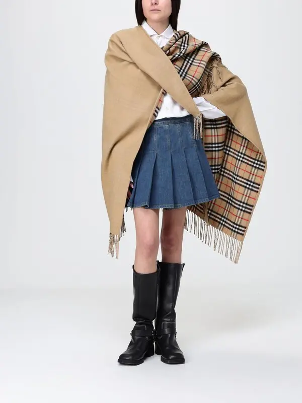 Burberry Pleated Denim Mini Skirt