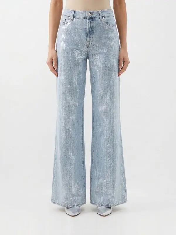 7 For All Mankind Flare Denim Jeans With Sequins