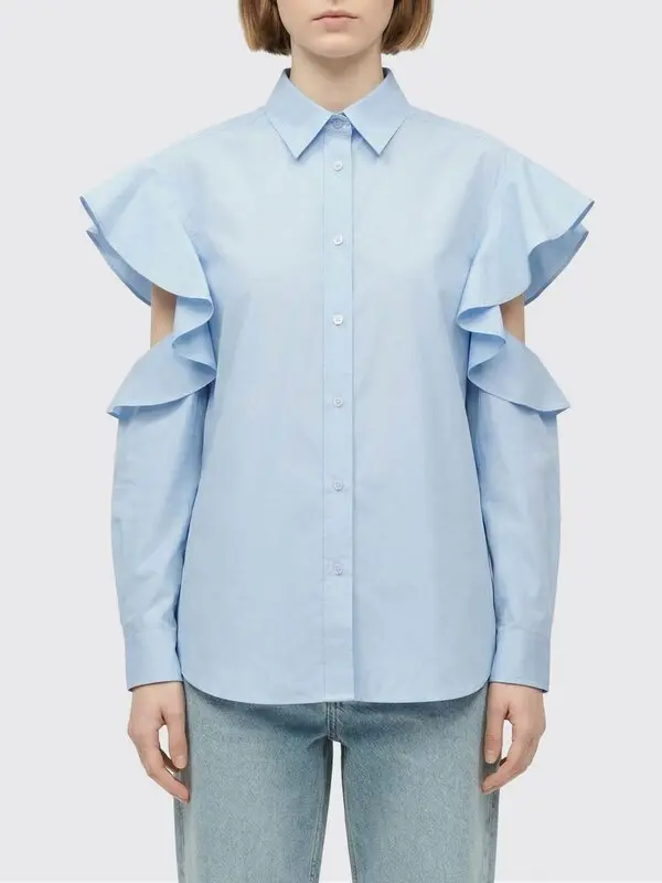 Moschino Button-up Shirt With Ruffle Detail - Gnawed Blue