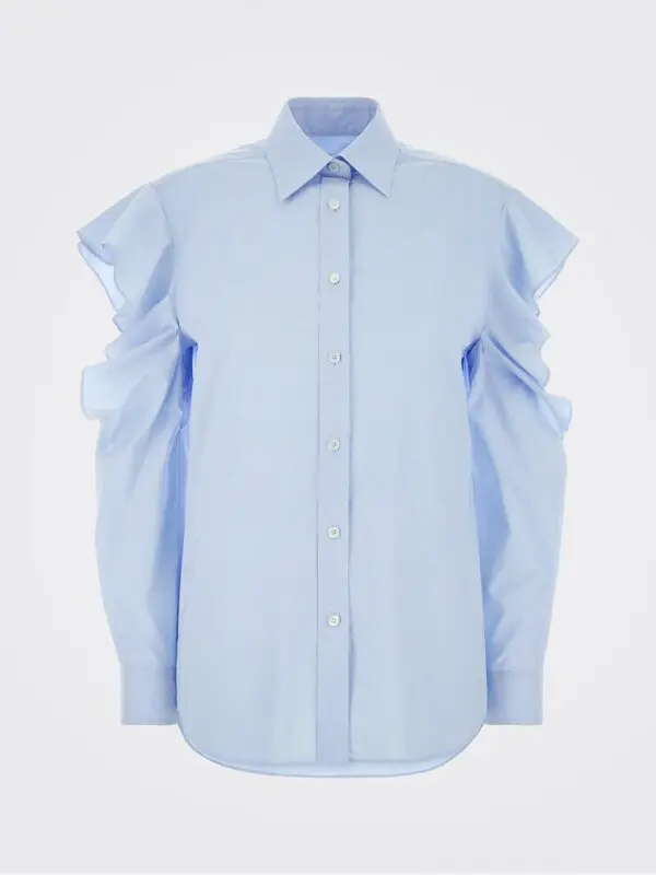 Moschino Button-up Shirt With Ruffle Detail - Gnawed Blue