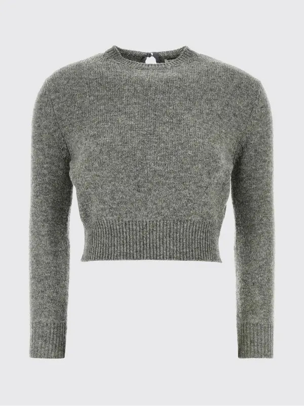 JIL SANDER Ribbed Knit Cropped Sweater - Grey