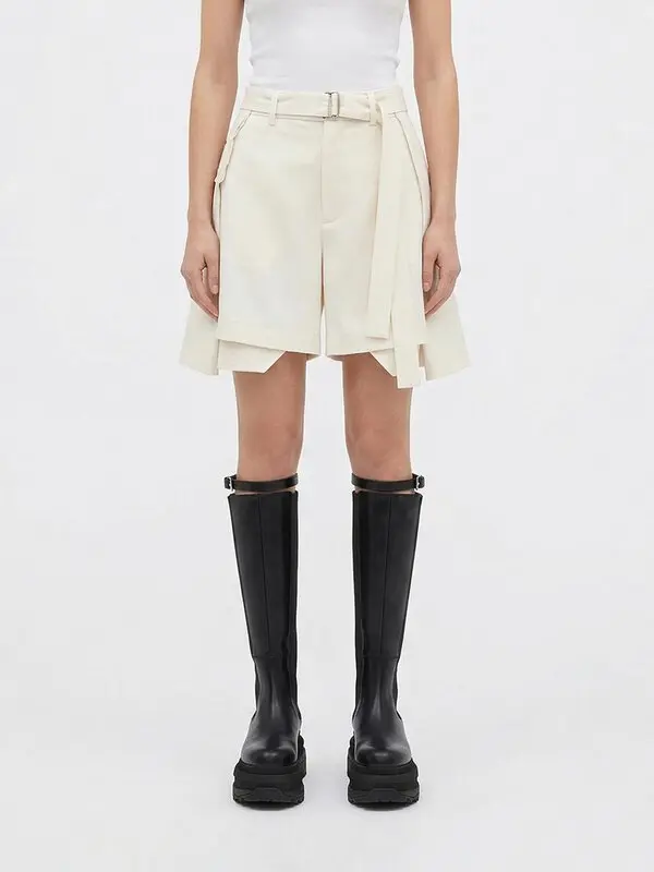 Sacai Belted Tailored Shorts - White