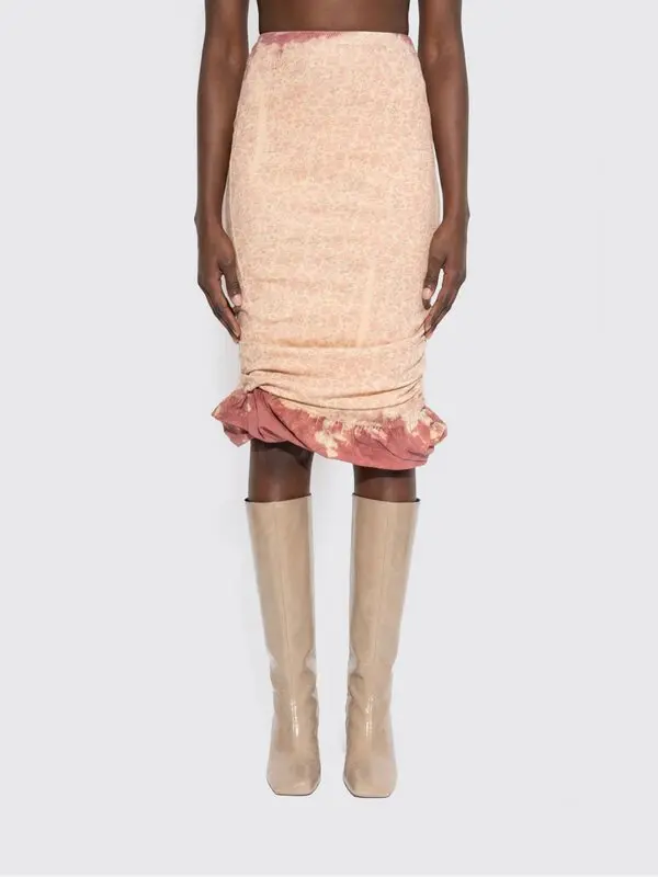 DIESEL® Ruched Floral Print Skirt With Ruffle Hem