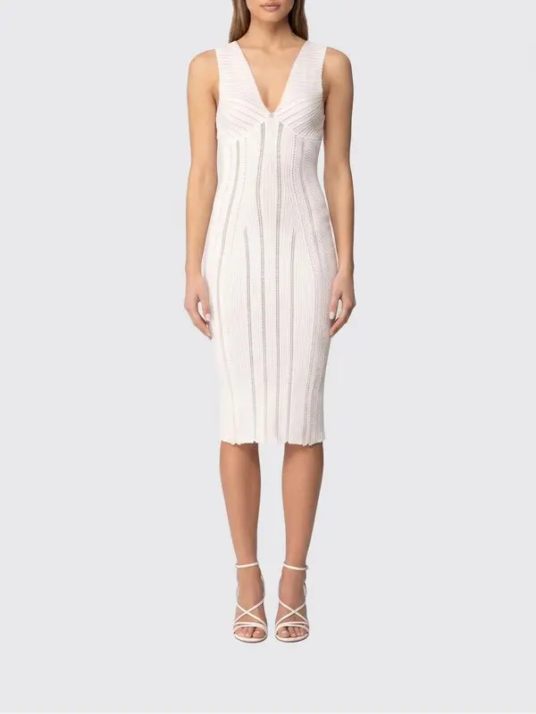 Elisabetta Franchi Sleeveless Midi Dress - Ivory