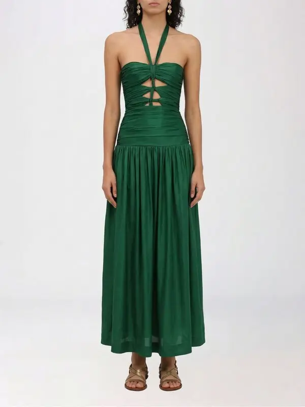 Zimmermann Daylight Silk Halterneck Midi Dress - Green