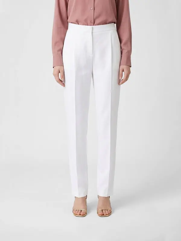 Elisabetta Franchi Linen Blend Palazzo Trousers - White