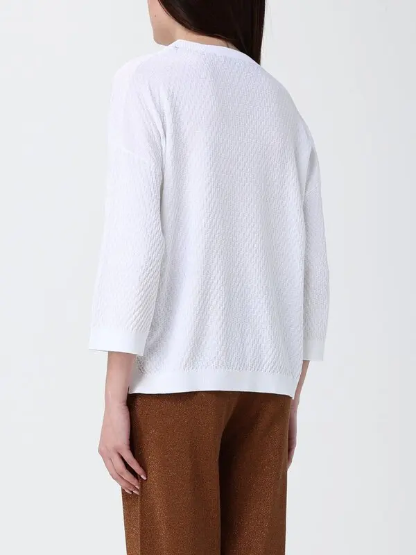 KANGRA Textured V-neck Pullover - White