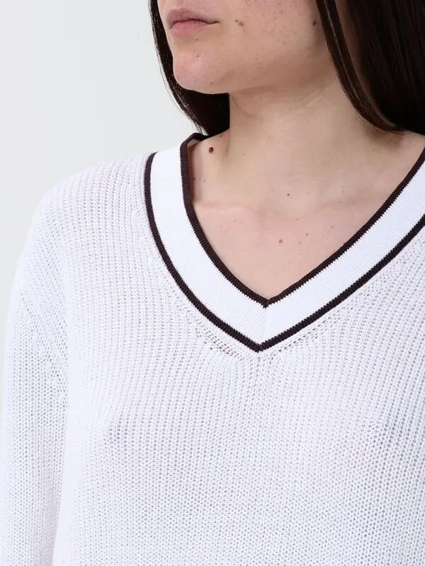 KANGRA Cotton Blend V-neck Sweater - White