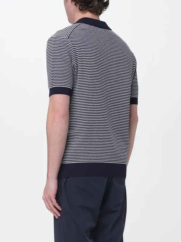 KANGRA Striped V-neck Knit Polo Shirt