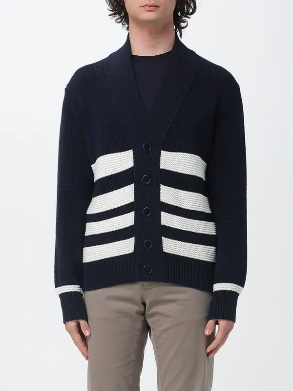 KANGRA Cardigan With Shawl Collar And Striped Detail