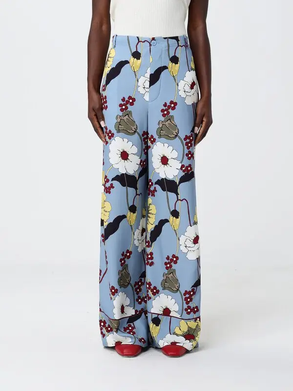 Marni Floral Print Wide Leg Trousers - Sky Blue