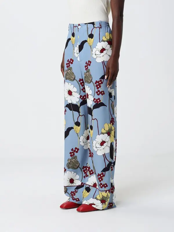 Marni Floral Print Wide Leg Trousers - Sky Blue