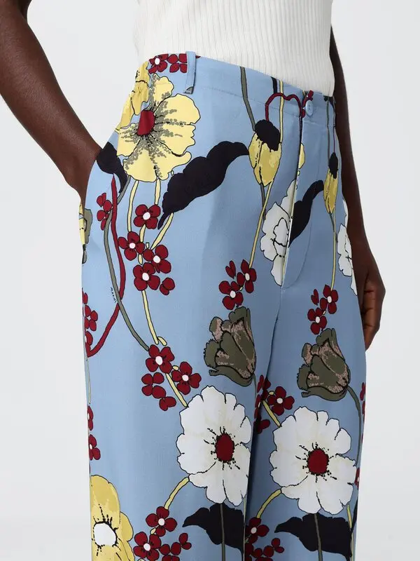 Marni Floral Print Wide Leg Trousers - Sky Blue