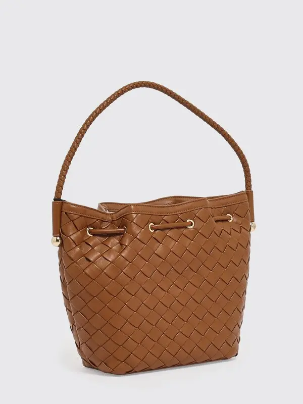 TWINSET Woven Synthetic Leather Bucket Bag