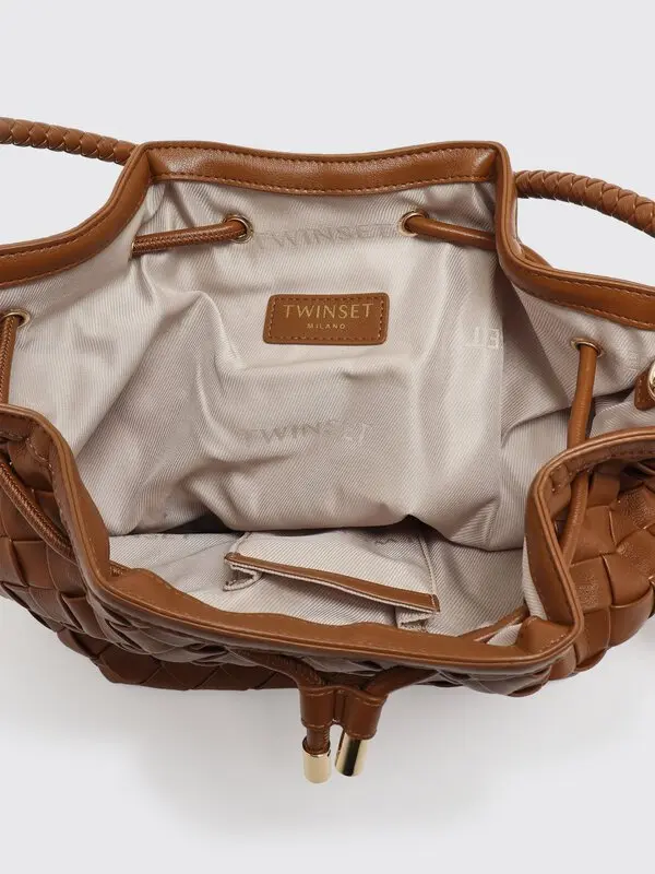 TWINSET Woven Synthetic Leather Bucket Bag
