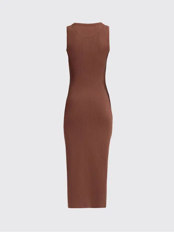 Marni Sleeveless Ribbed Midi Dress With Side Slits - Tobacco