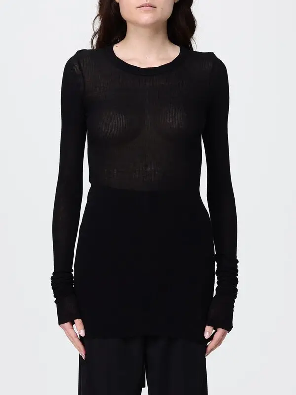 Rick Owens Ribbed Long Sleeve Sweater - Black