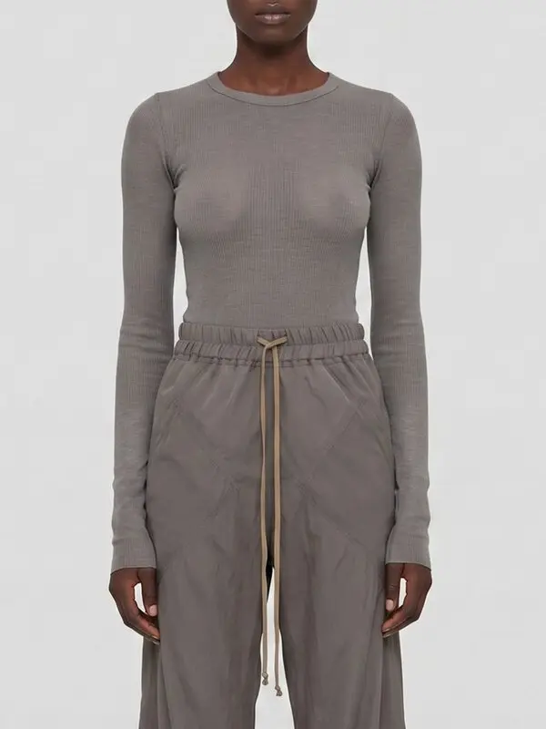 Rick Owens Ribbed Long Sleeve Sweater - Grey