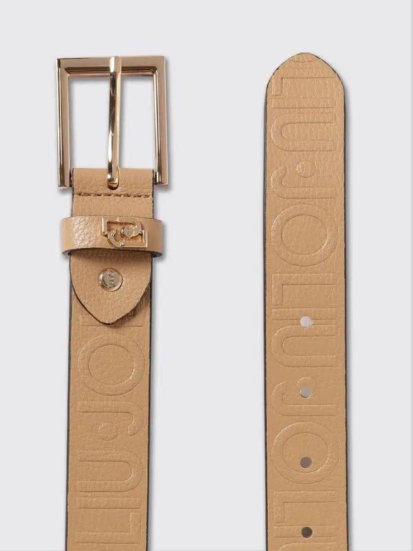 Liu Jo Grained Synthetic Leather Belt With Logo - Camel