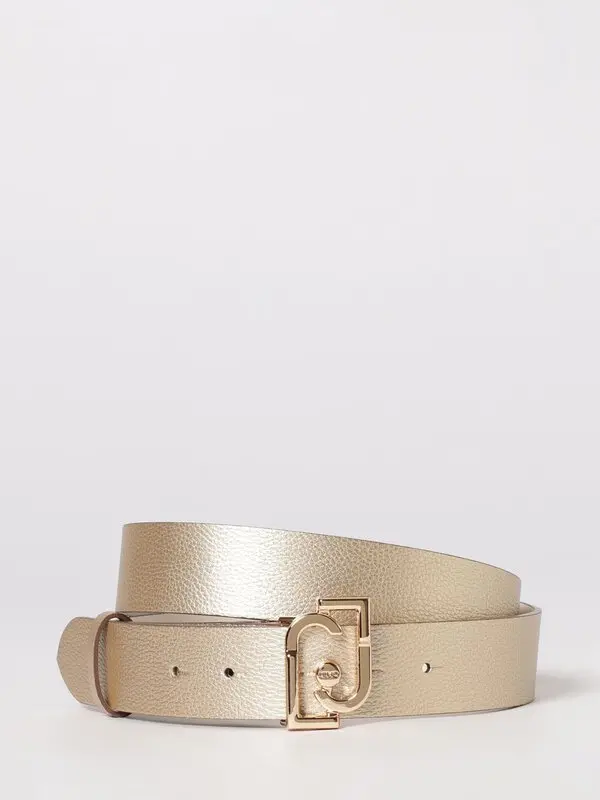 Liu Jo Grained Synthetic Leather Belt With Logo - Gold